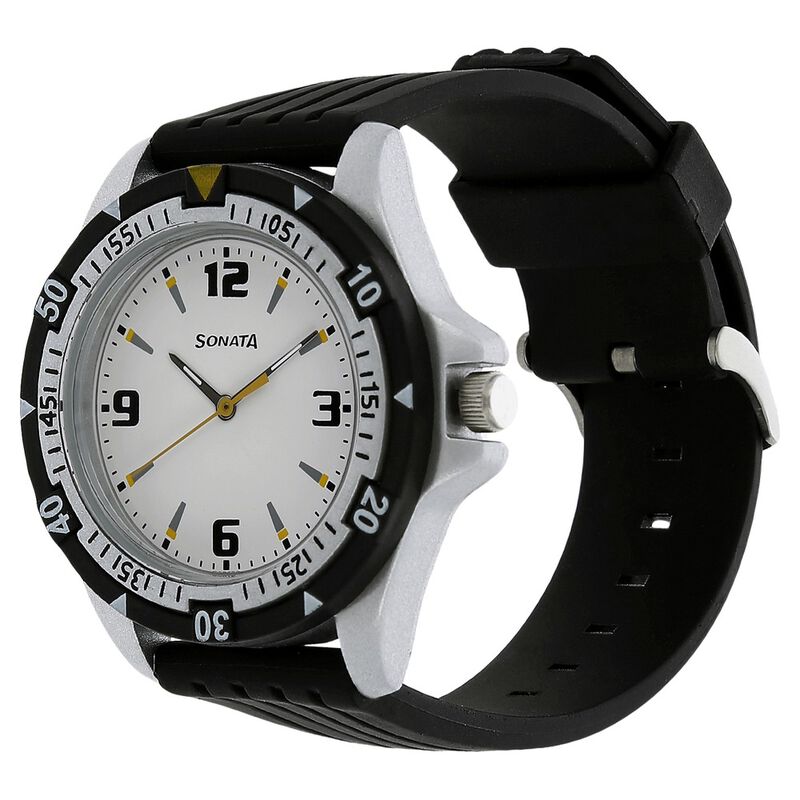SF Quartz Analog White Dial Watch for Men