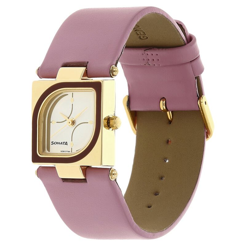 Sonata Quartz Analog Silver Dial Leather Strap Watch for Women