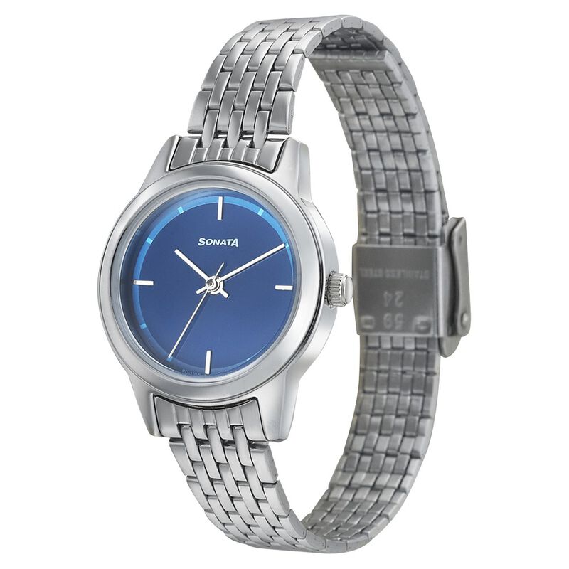 Sonata Essentials Blue Dial Women Watch With Stainless Steel Strap