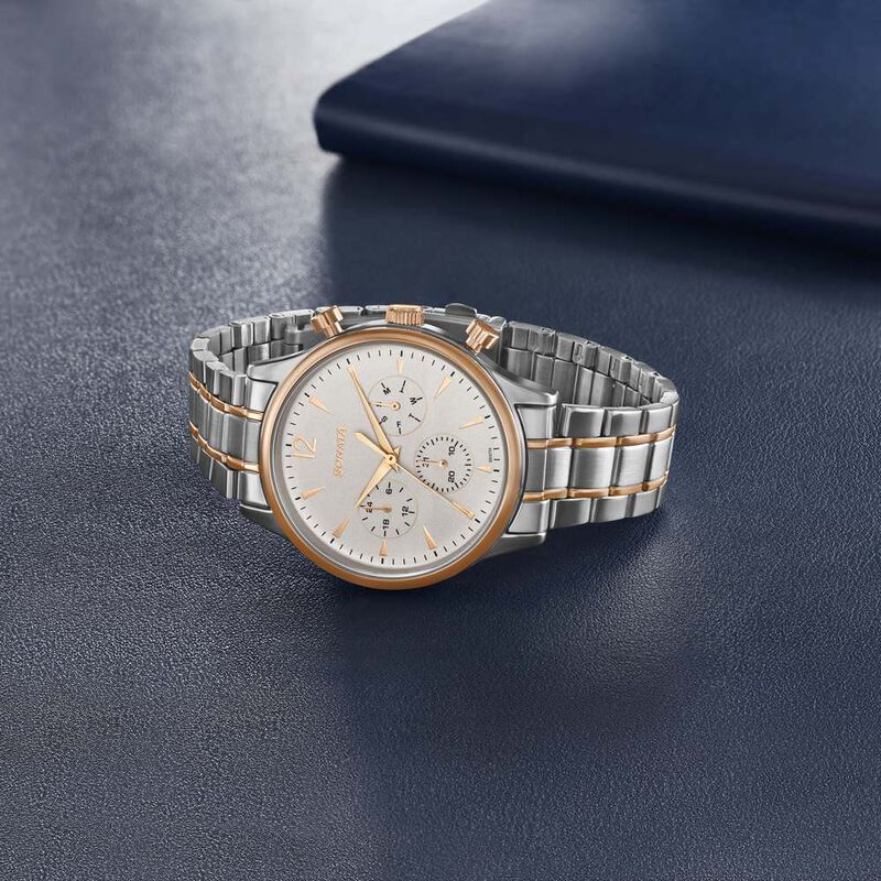 Buy Online Sonata Quartz Multifunction Pink Dial Two Toned Stainless ...