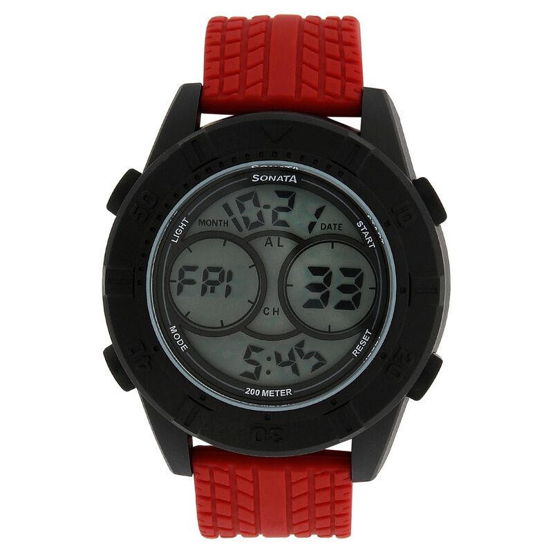 Buy Online SF Digital Dial Red Plastic Strap Watch for Men - 77038pp02 ...