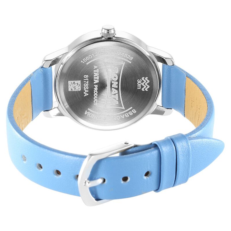 Sonata Splash Silver Dial Women Watch With Leather Strap