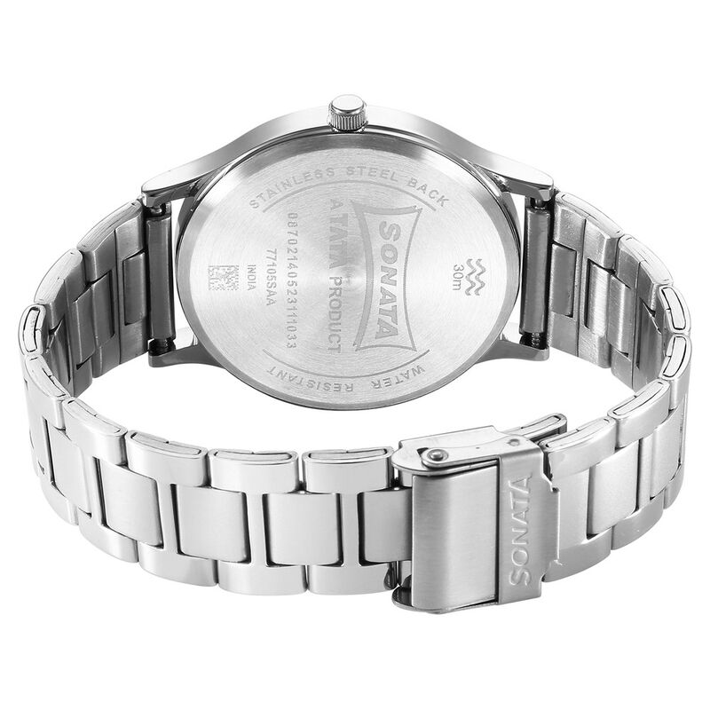 Sonata Aspire Quartz Analog Blue Dial Stainless Steel Strap Watch for Men