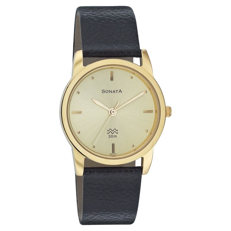 Buy Online Sonata Quartz Analog Champagne Dial Strap Watch for Men ...