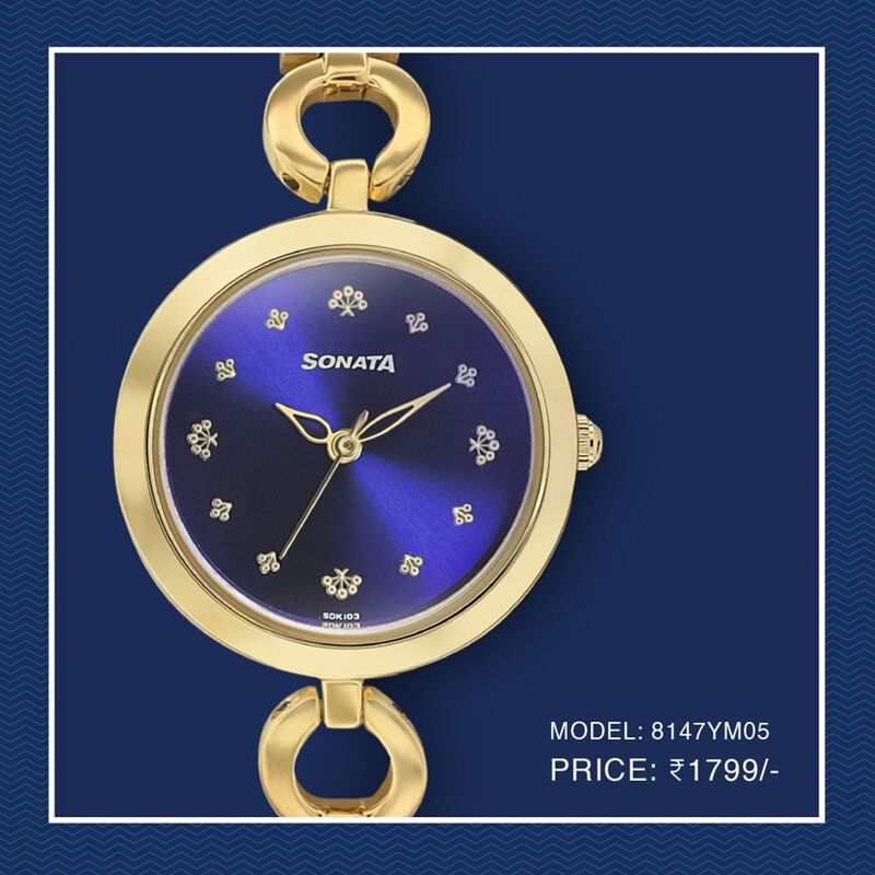 Sonata Wedding Blue Dial Women Watch With Stainless Steel Strap