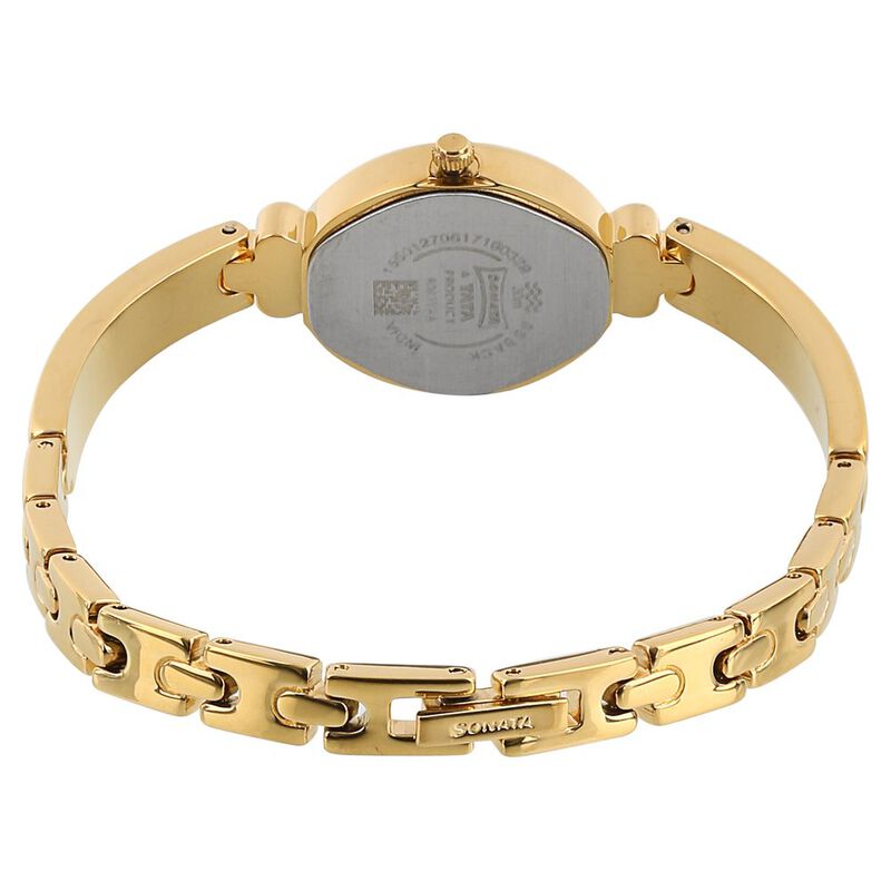 Sonata Quartz Analog Champagne Dial Metal Strap Watch for Women
