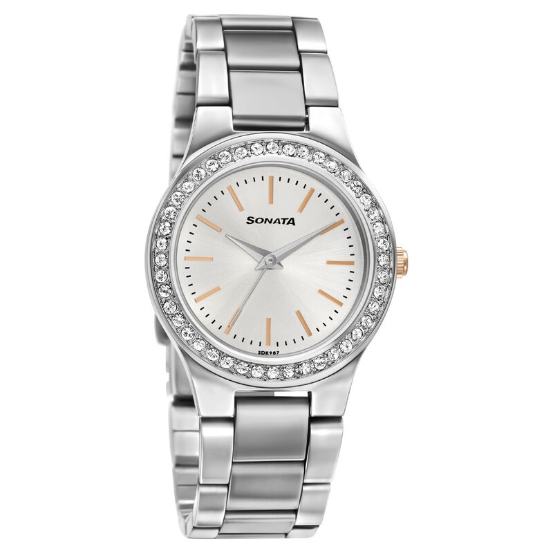 Buy Online Sonata Blush It Up Silver Dial Women Watch With Stainless ...