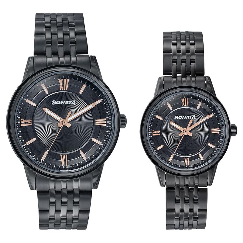 Buy Online Sonata Wedding Edit Quartz Analog Black Dial Stainless Steel ...