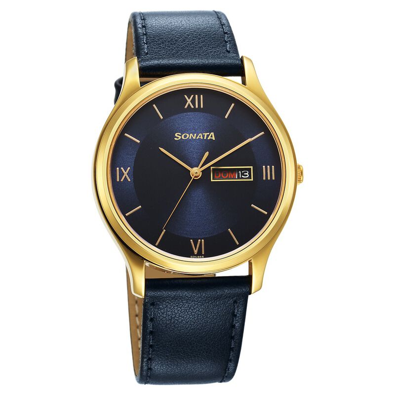Buy Online Sonata Quartz Analog with Day and Date Blue Dial Watch for ...
