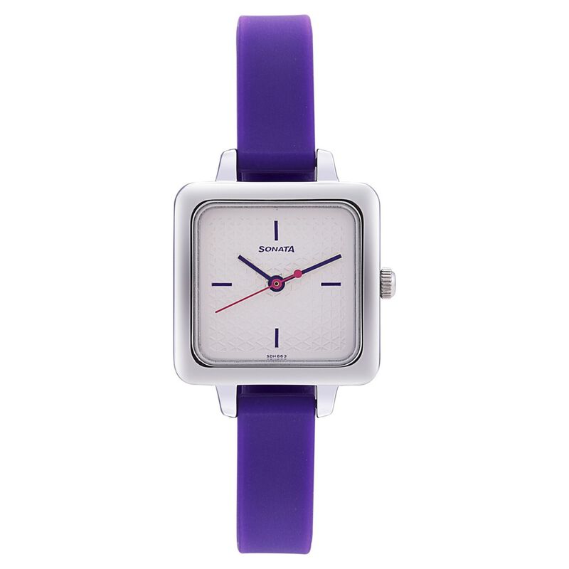 Sonata Splash Silver Dial Women Watch With Silicone Strap