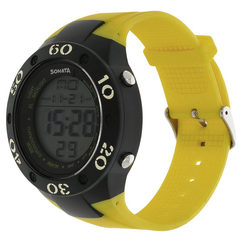 SF Digital Dial Yellow Plastic Strap Watch for Men