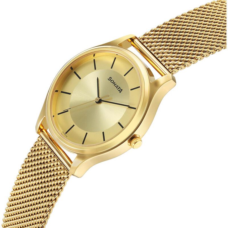 Sonata Quartz Analog Champagne Dial Watch for Men