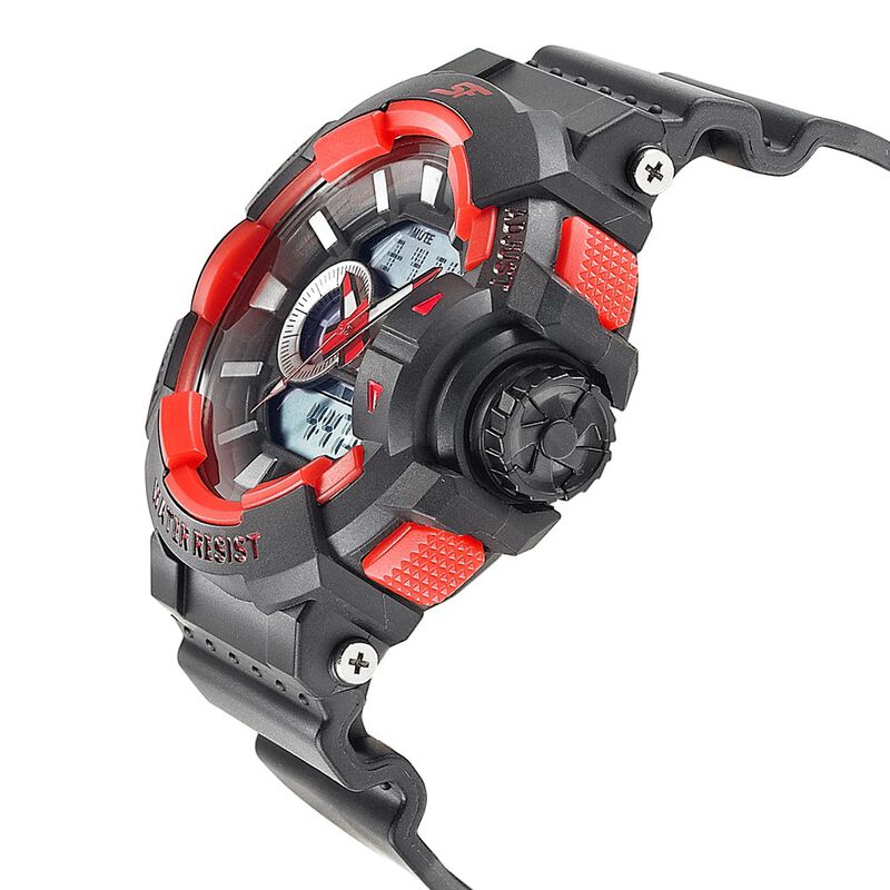 SF Quartz Analog Digital Black Dial PU Strap Watch for Men