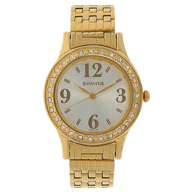 Buy Online Sonata Quartz Analog Silver Dial Stainless Steel Strap Watch ...