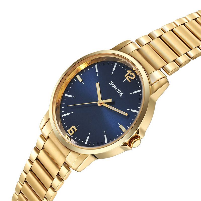 Sonata Traditional Essentials Quartz Analog Blue Dial Stainless Steel ...