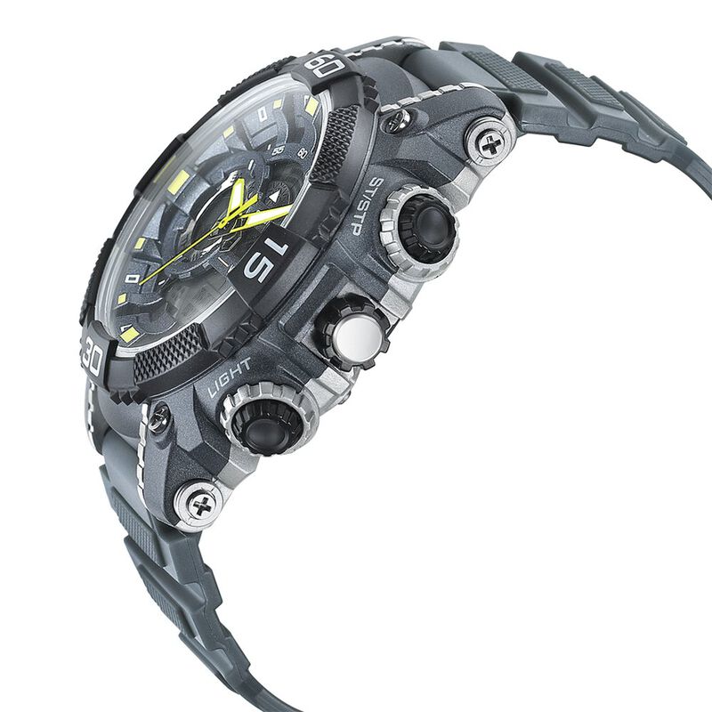 SF Quartz Analog Digital Grey Dial PU Strap Watch for Men