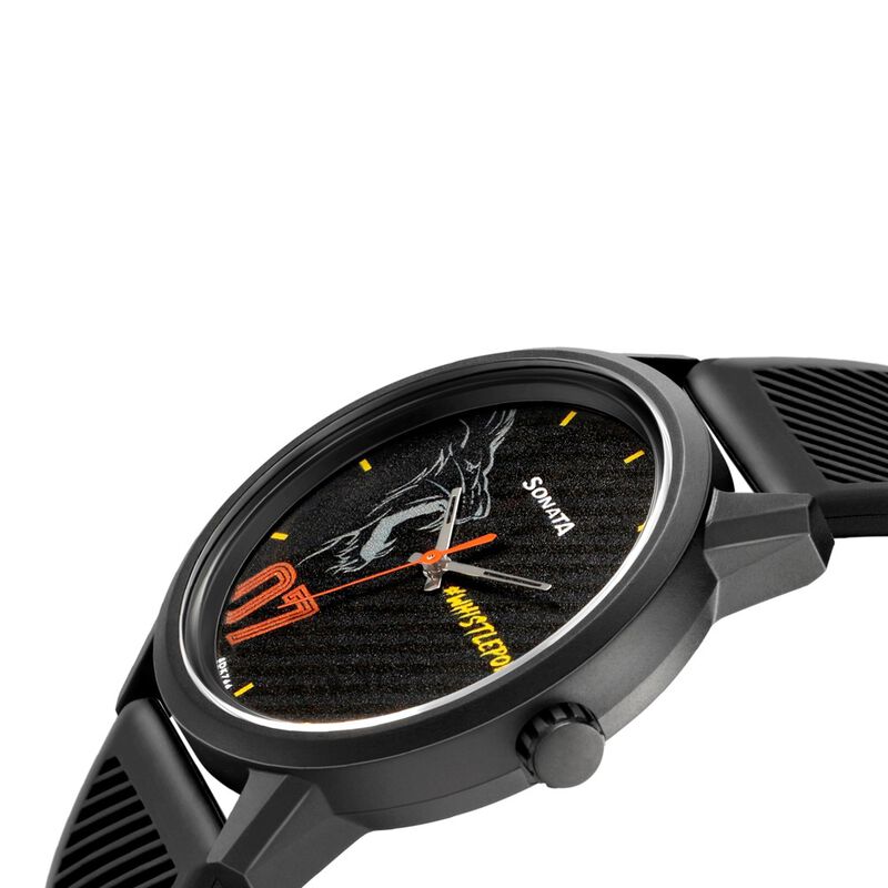 Sonata CSK Quartz Analog Black Dial TPU Strap Unisex Watch