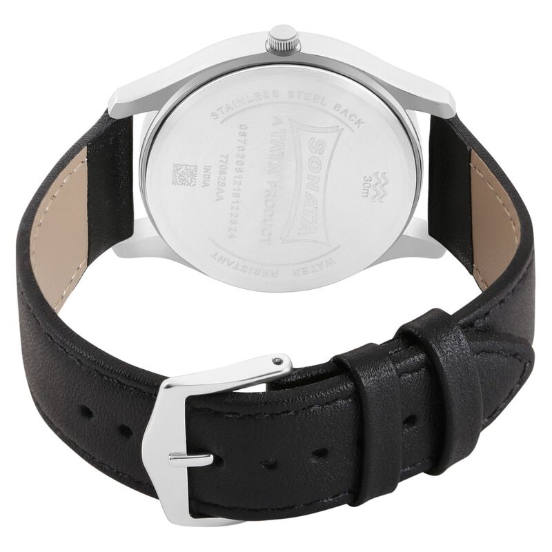 Sonata CSK Quartz Analog Blue Dial Leather Strap Unisex Watch