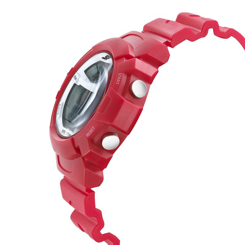SF Digital Dial Red PU Strap Watch for Men
