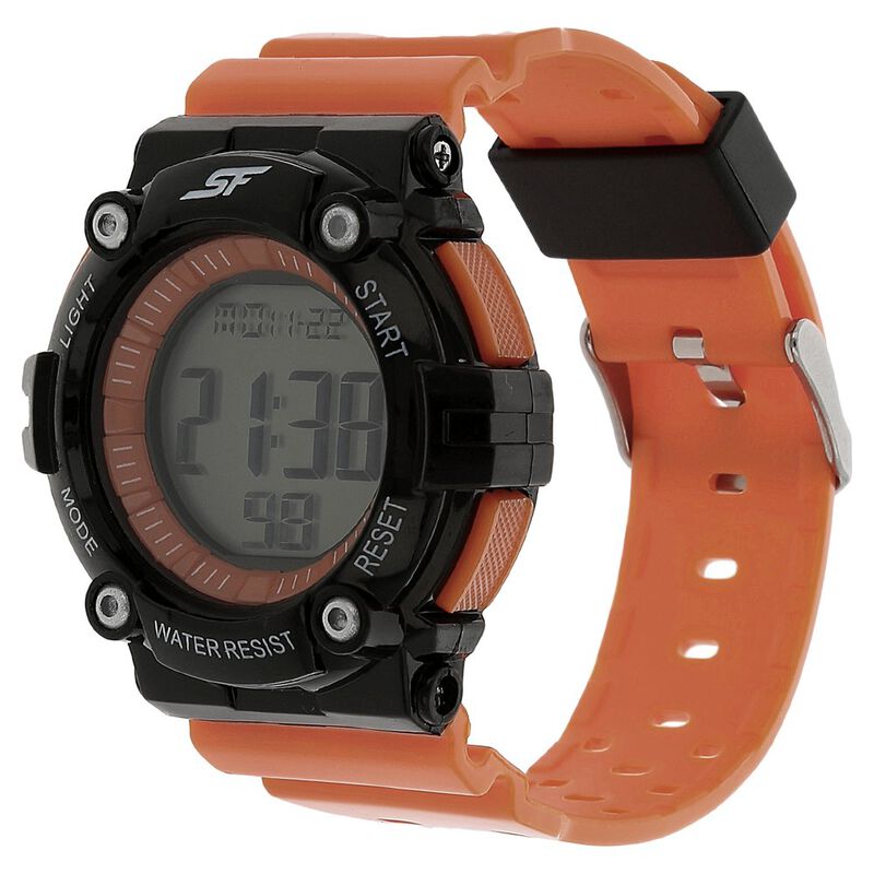 SF Digital Dial Orange Plastic Strap Watch for Men