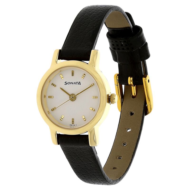 Sonata Quartz Analog White Dial Leather Strap Watch for Women