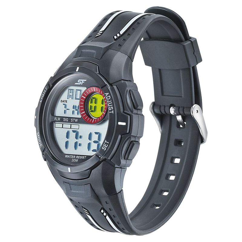 SF Digital Dial Black PU Strap Watch for Men
