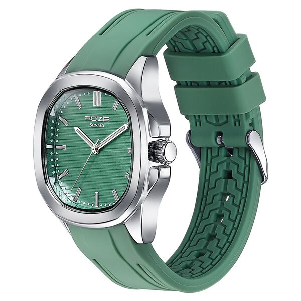 Buy Online Sonata Poze Quartz Analog Green Dial Green Colour Silicone ...