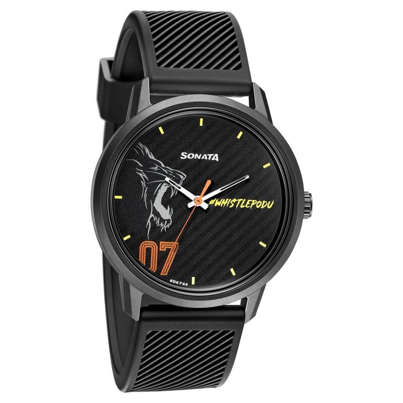 Buy Online Sonata CSK Quartz Analog Black Dial TPU Strap Unisex Watch ...