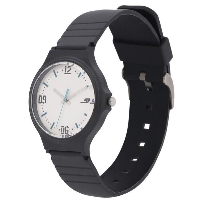 SF Quartz Analog White Dial Plastic Strap Watch for Men