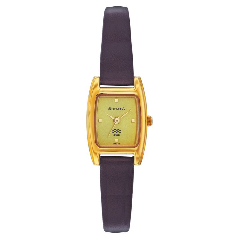 Buy Online Sonata Quartz Analog Champagne Dial Strap Watch for Women ...