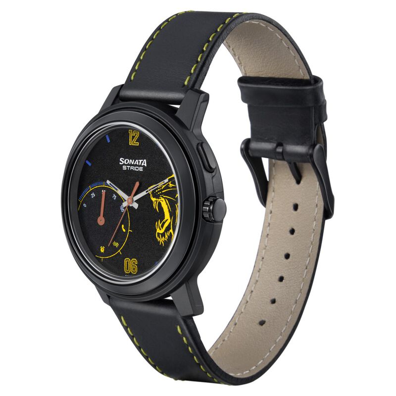 Sonata CSK Hybrid Smartwatch Black Dial Leather Strap Unisex Watch