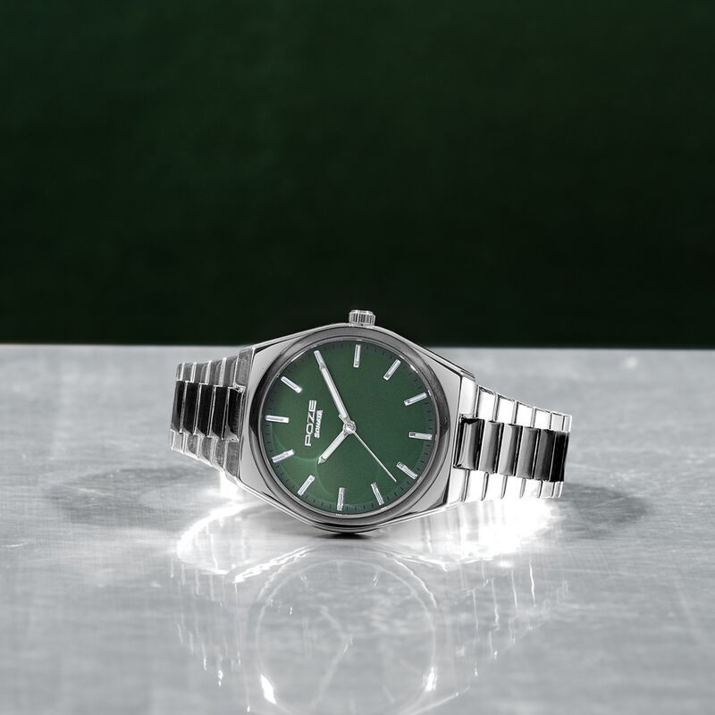 Buy Online Sonata Poze Quartz Analog Green Dial Two Toned Metal Strap ...