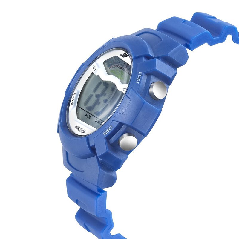 SF Digital Dial Blue PU Strap Watch for Men