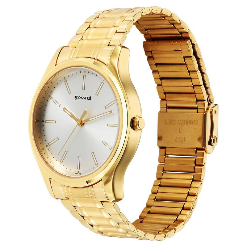 Sonata Traditional Essentials Quartz Analog Silver Dial Stainless Steel ...