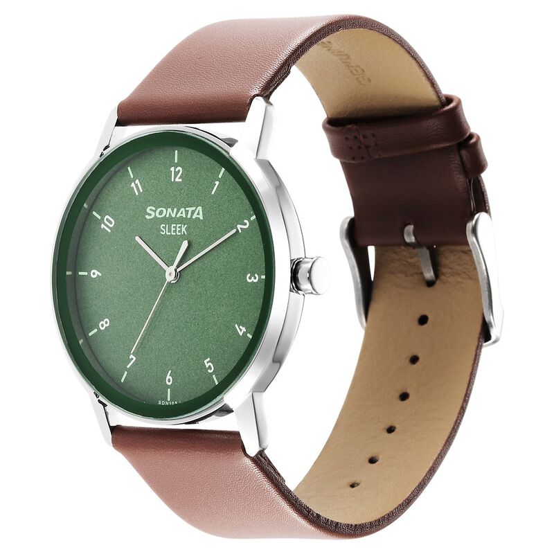 Sonata Sleek Green Dial Analog Watch for Men