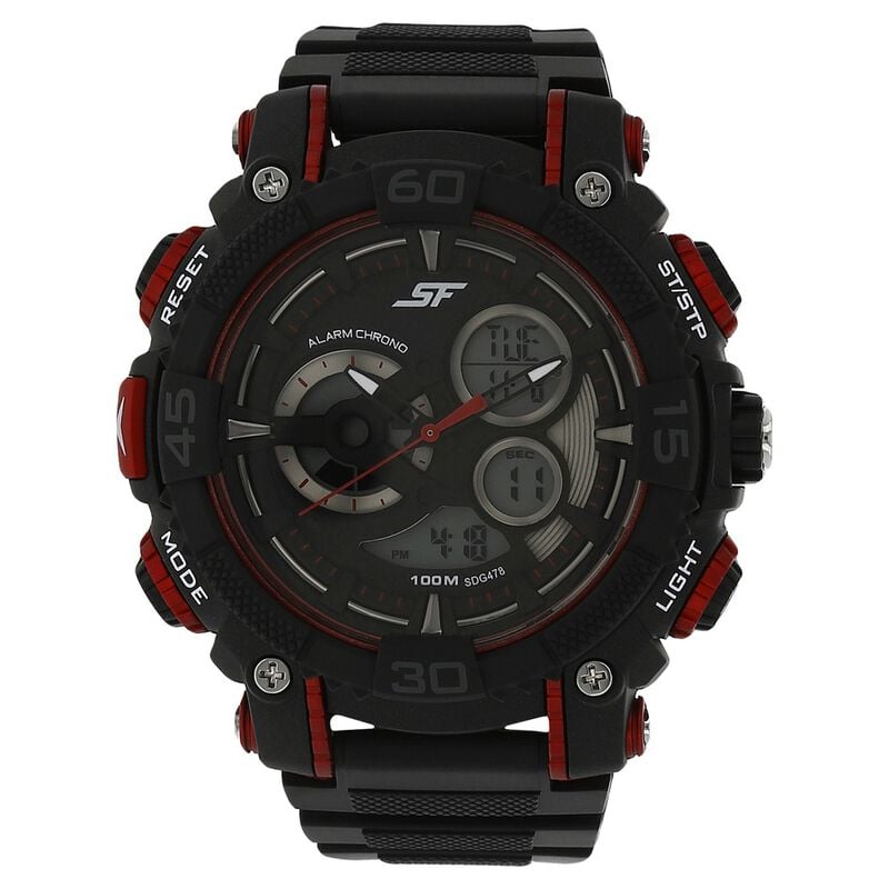 Buy Online SF Quartz Analog Digital Black Dial Plastic Strap Watch for ...