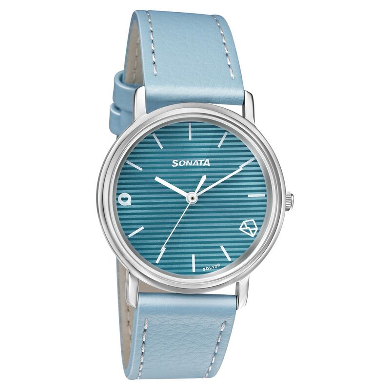Buy Online Sonata Play Blue Dial Women Watch With Leather Strap ...