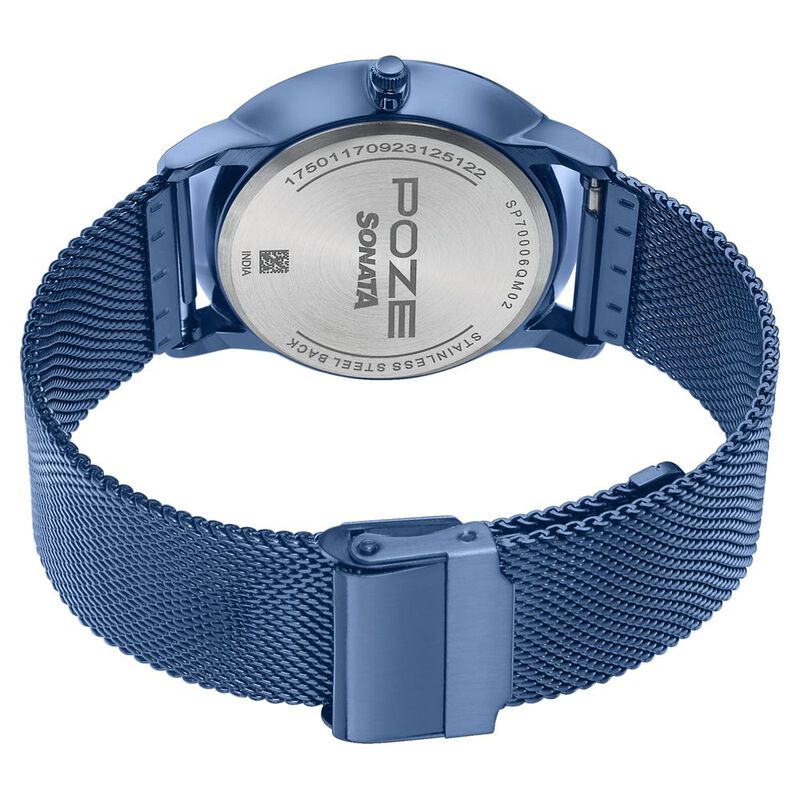 Sonata Poze Quartz Analog Blue dial Metal Strap Watch for Men