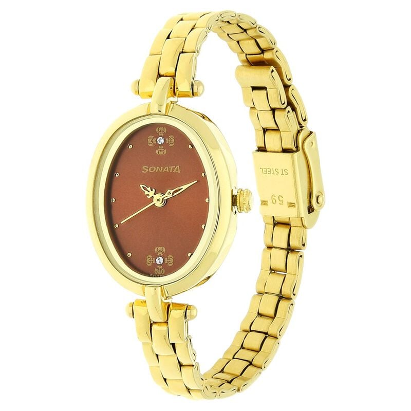 Sonata Wedding Champagne Dial Women Watch With Stainless Steel Strap