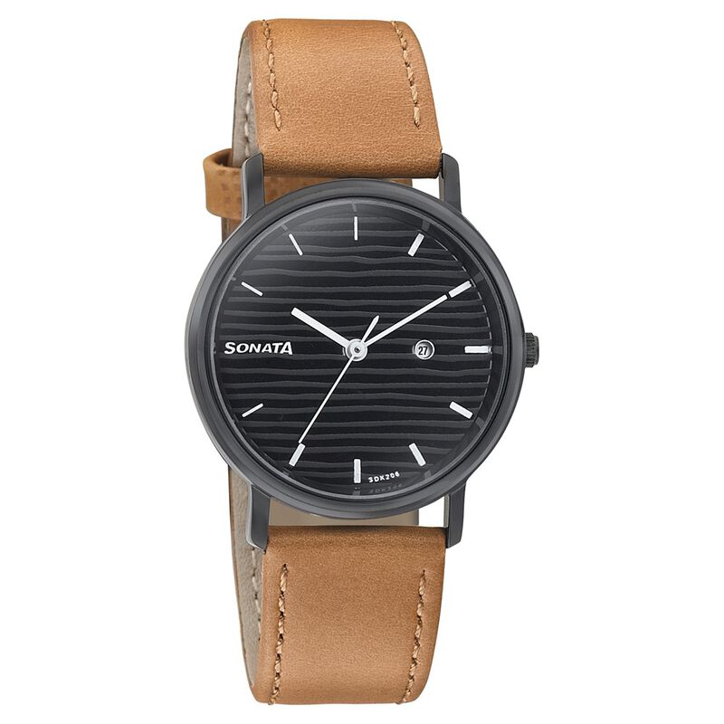 Buy Online Sonata Onyx Black Dial Women Watch With Leather Strap ...