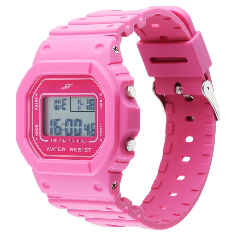 SF Hexa Digital Dial Women Watch With Polyurethane Strap