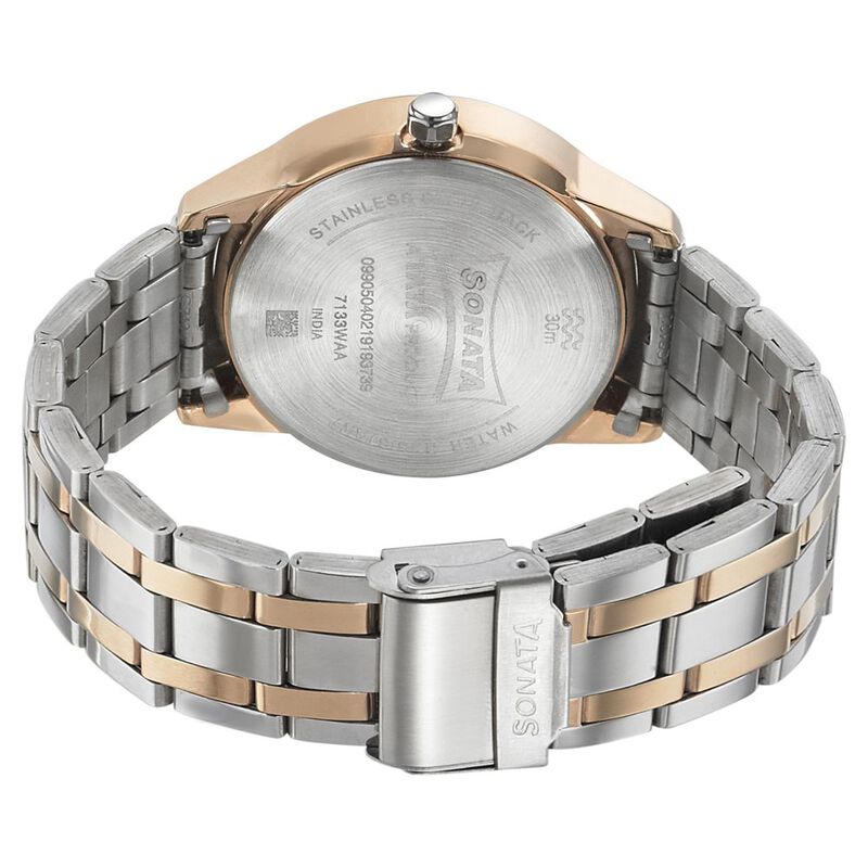 Sonata Quartz Analog with Day and Date Blue Dial Bimetal Strap Watch ...