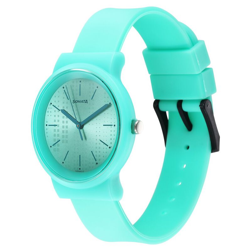 Sonata Splash Quartz Analog Green Dial Plastic Strap Watch for Women