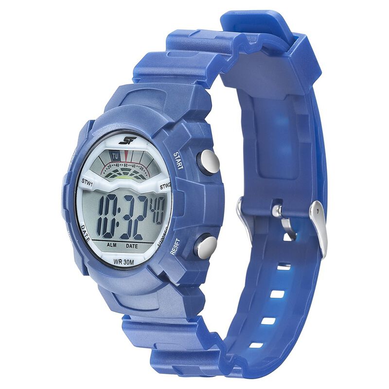 SF Digital Dial Blue PU Strap Watch for Men