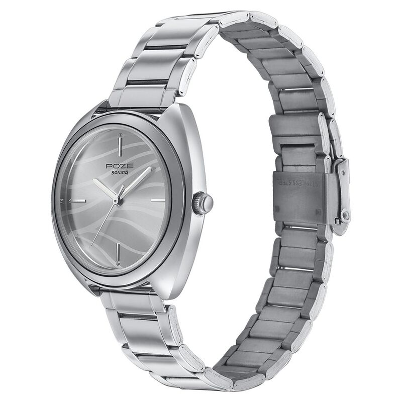 Sonata Poze Quartz Analog Silver dial Metal Strap Watch for Women
