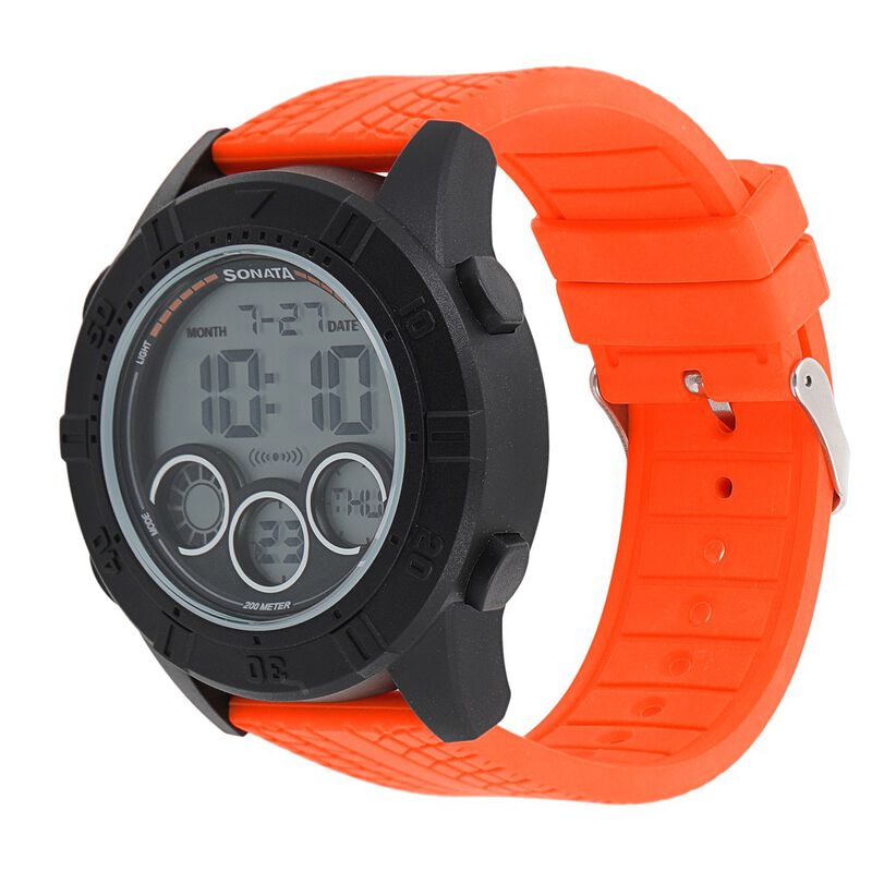 SF Digital Dial Orange Plastic Strap Watch for Men