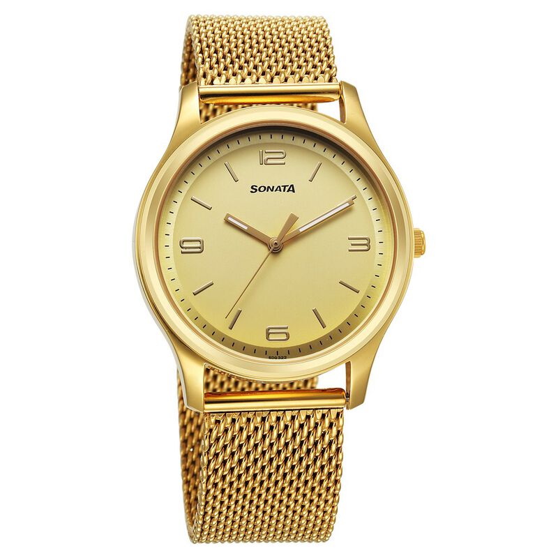 Buy Online Sonata Traditional Essentials Quartz Analog Champagne Dial ...