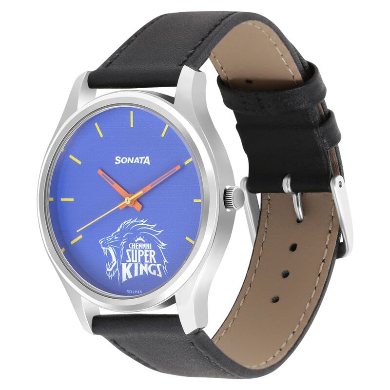 Sonata CSK Quartz Analog Blue Dial Leather Strap Unisex Watch