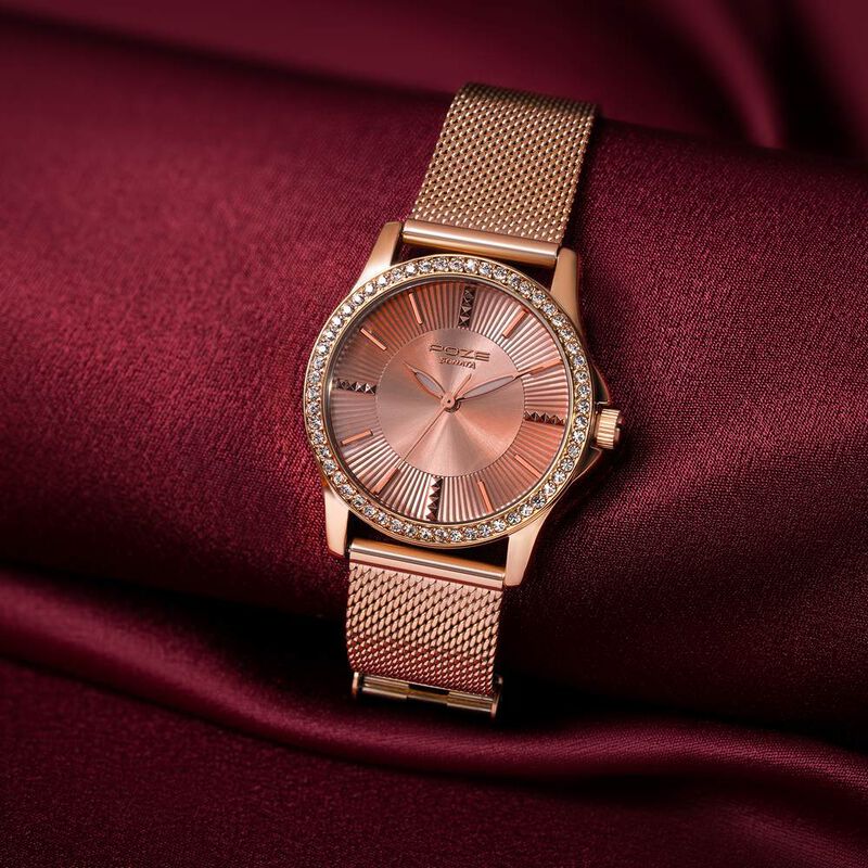 Buy Online Sonata Poze Quartz Analog Rose Gold Dial Mesh Strap Watch ...