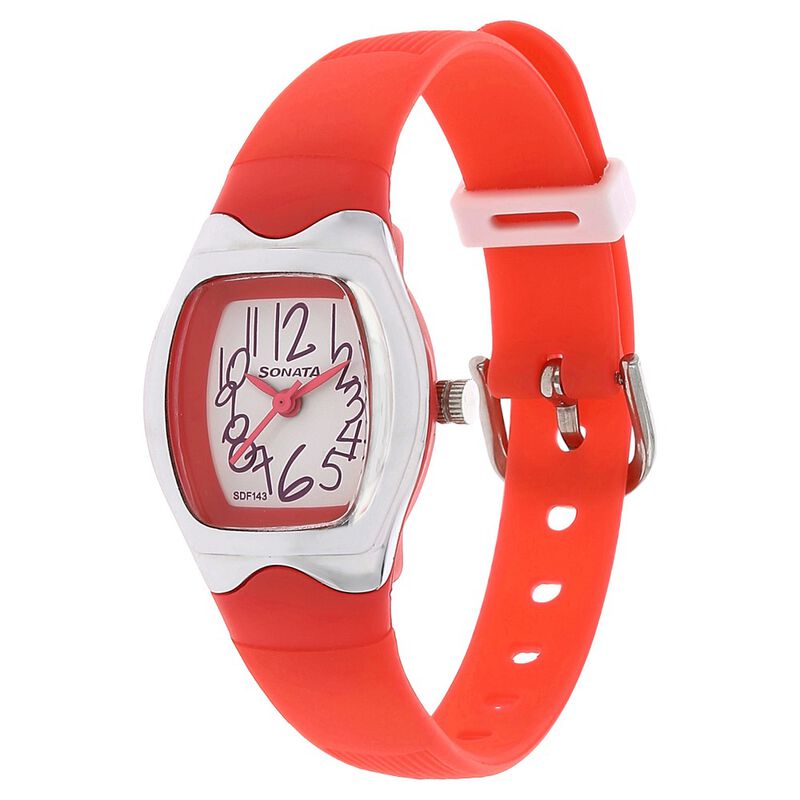 SF Quartz Analog White Dial Plastic Strap Watch for Women